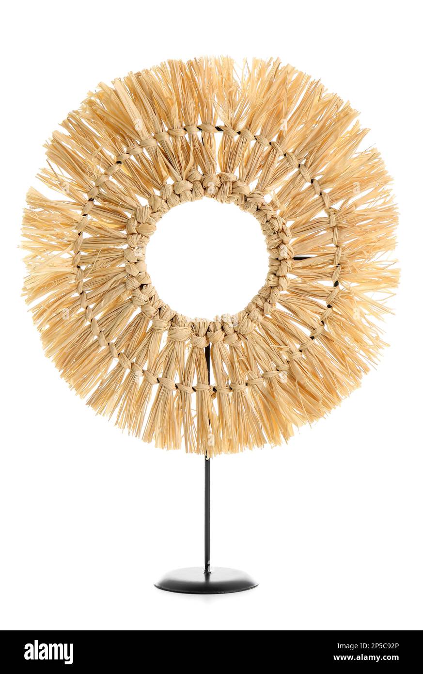 Stylish straw decor on white background Stock Photo - Alamy