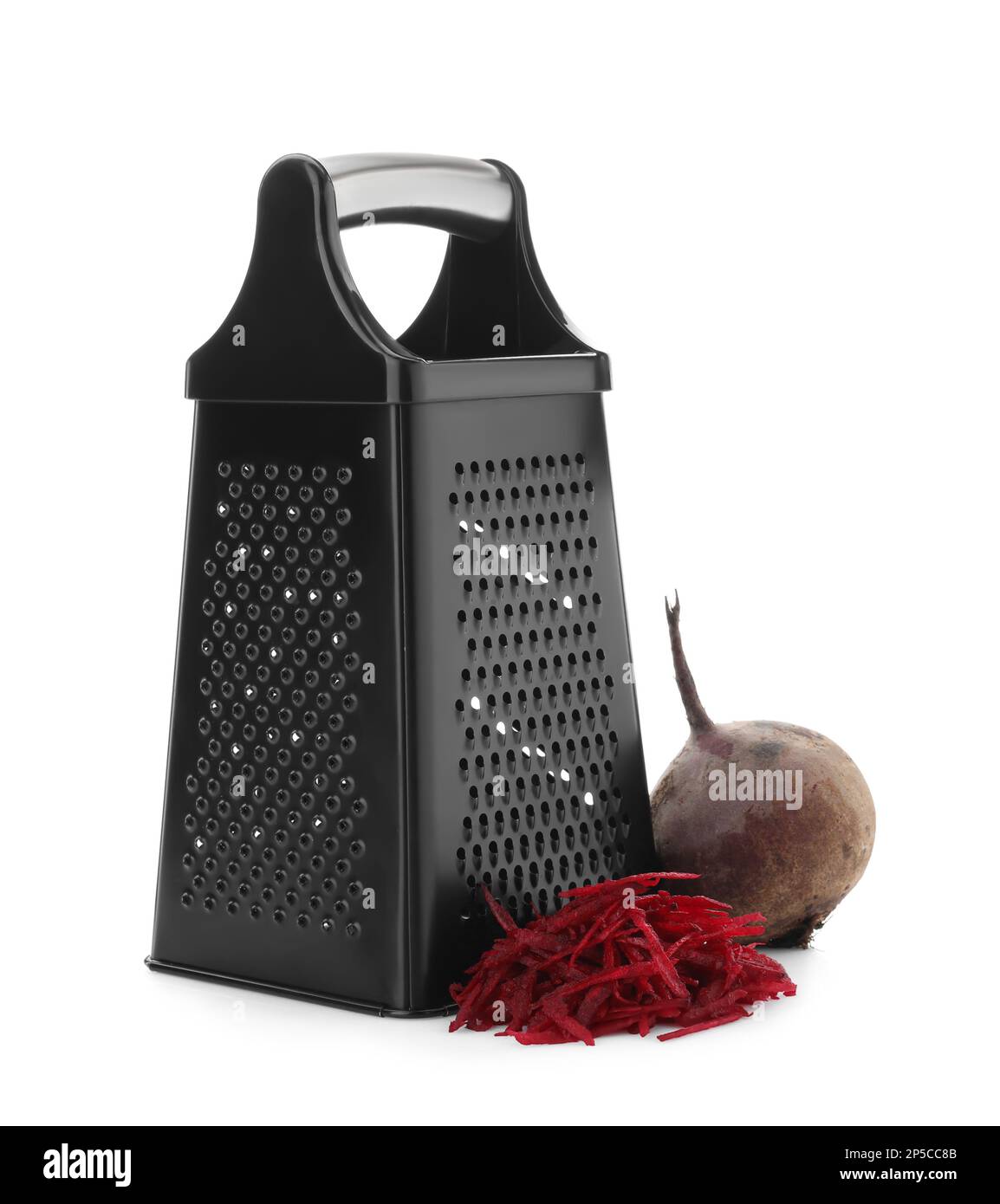 Stainless steel grater and fresh beetroot on white background Stock ...