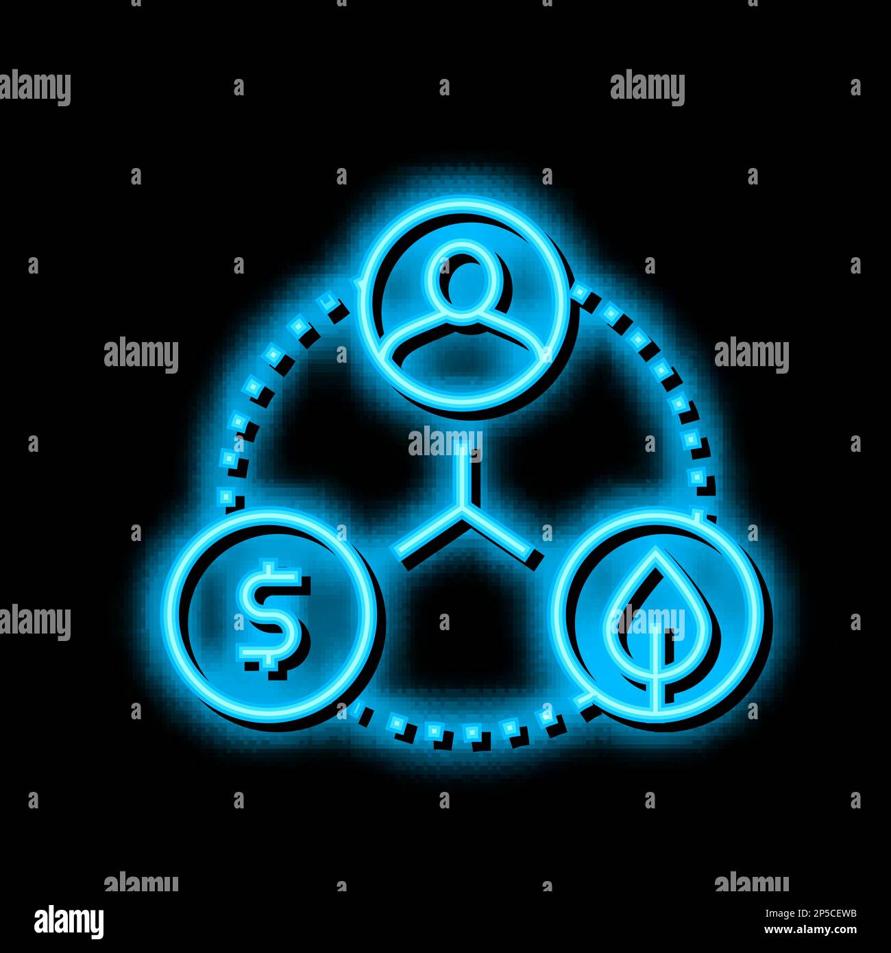 sustainable balanced economy neon glow icon illustration Stock Vector ...