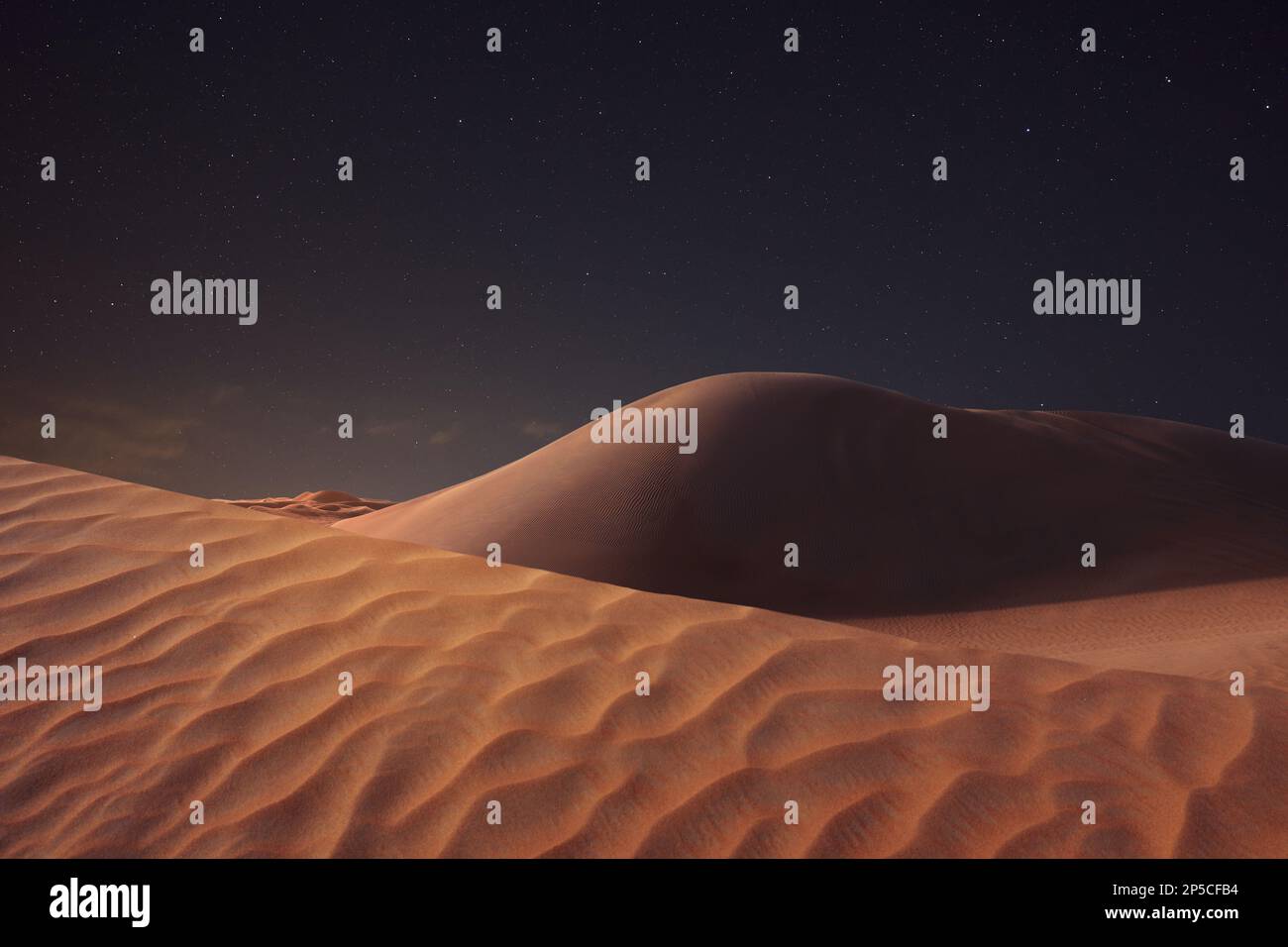 Scenic view of sandy desert under starry sky in night Stock Photo - Alamy