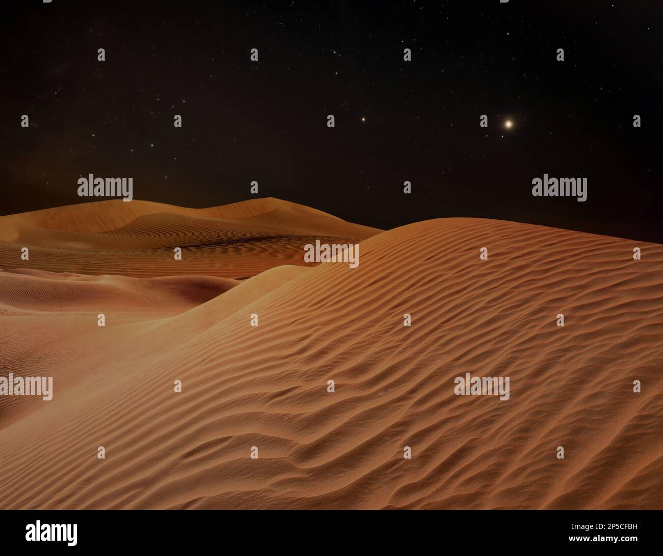 Scenic view of sandy desert under starry sky in night Stock Photo - Alamy