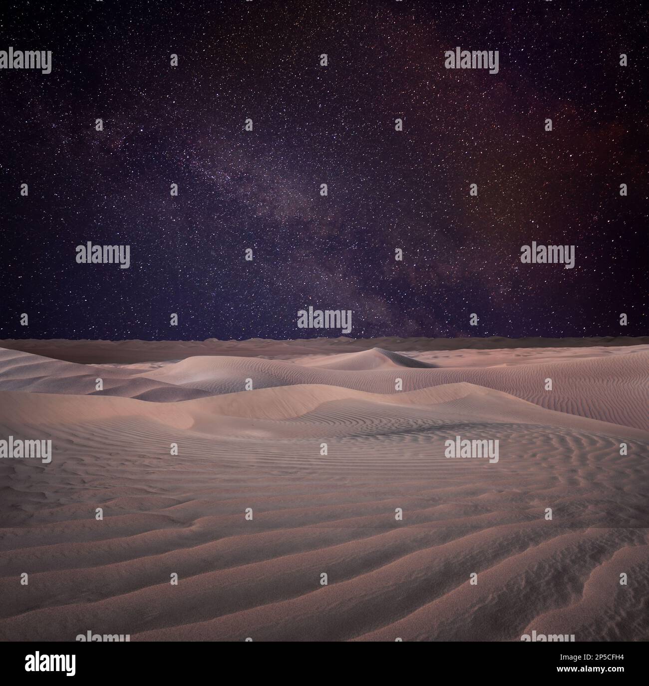 Scenic view of sandy desert under starry sky in night Stock Photo - Alamy