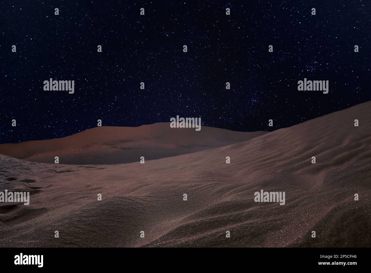 Scenic view of sandy desert under starry sky in night Stock Photo - Alamy