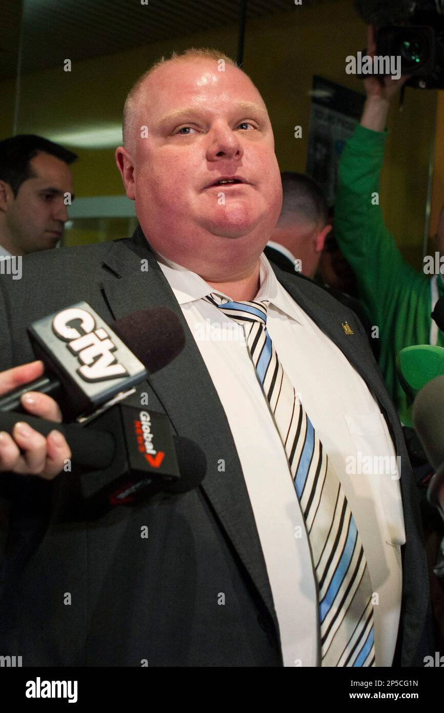 Toronto Mayor Rob Ford makes a statement to the media after the ...