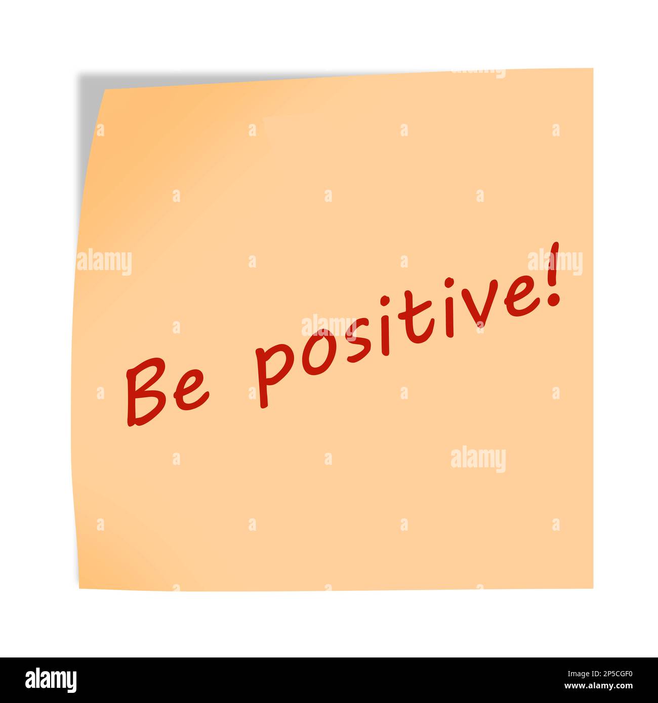 Be positive 3d illustration post note reminder on white with clipping ...