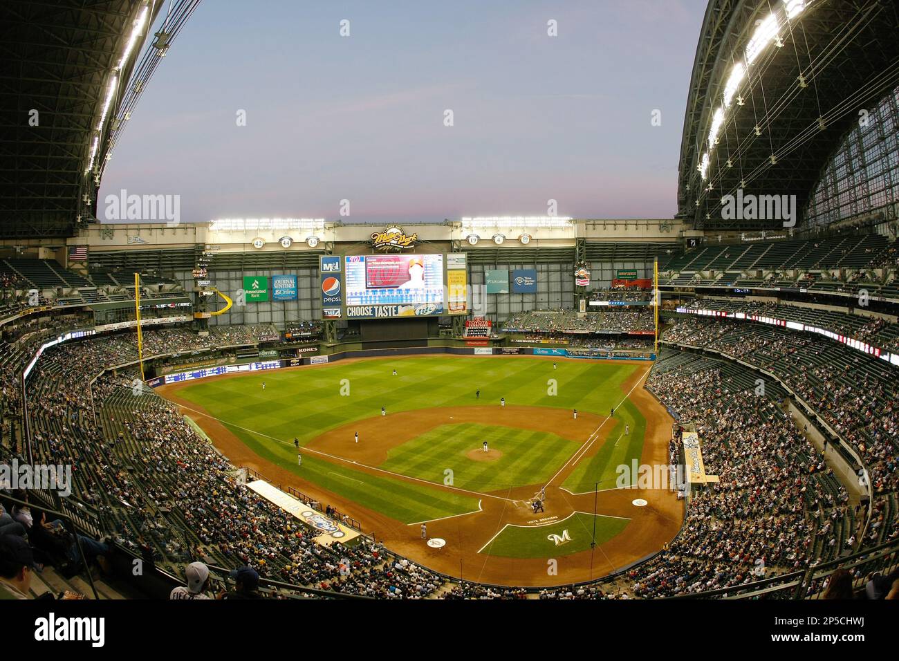 MILWAUKEE, WI - MAY 23: A general view inside of Miller Park as fans ...