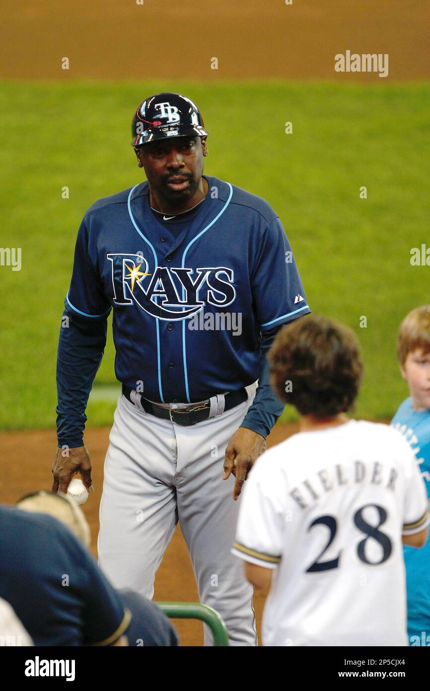 MILWAUKEE, WI - JUNE 22: George Hendrick #25 of the Tampa Bay Rays ...
