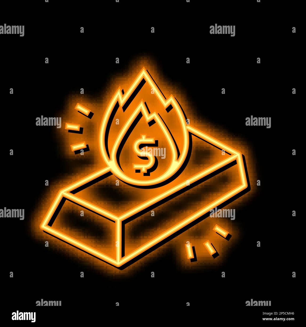 Gold Asset Inflation Neon Glow Icon Illustration Stock Vector Image