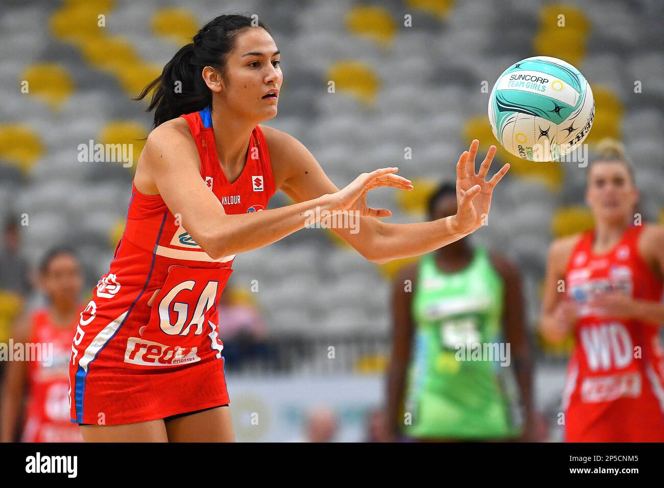 Sophie Fawns of the Swifts looks to pass during the Super Netball pre ...