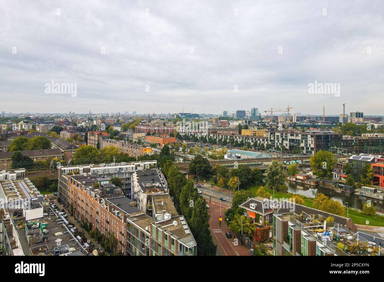 amsterdam from the roof of an apartment building in the city center ...