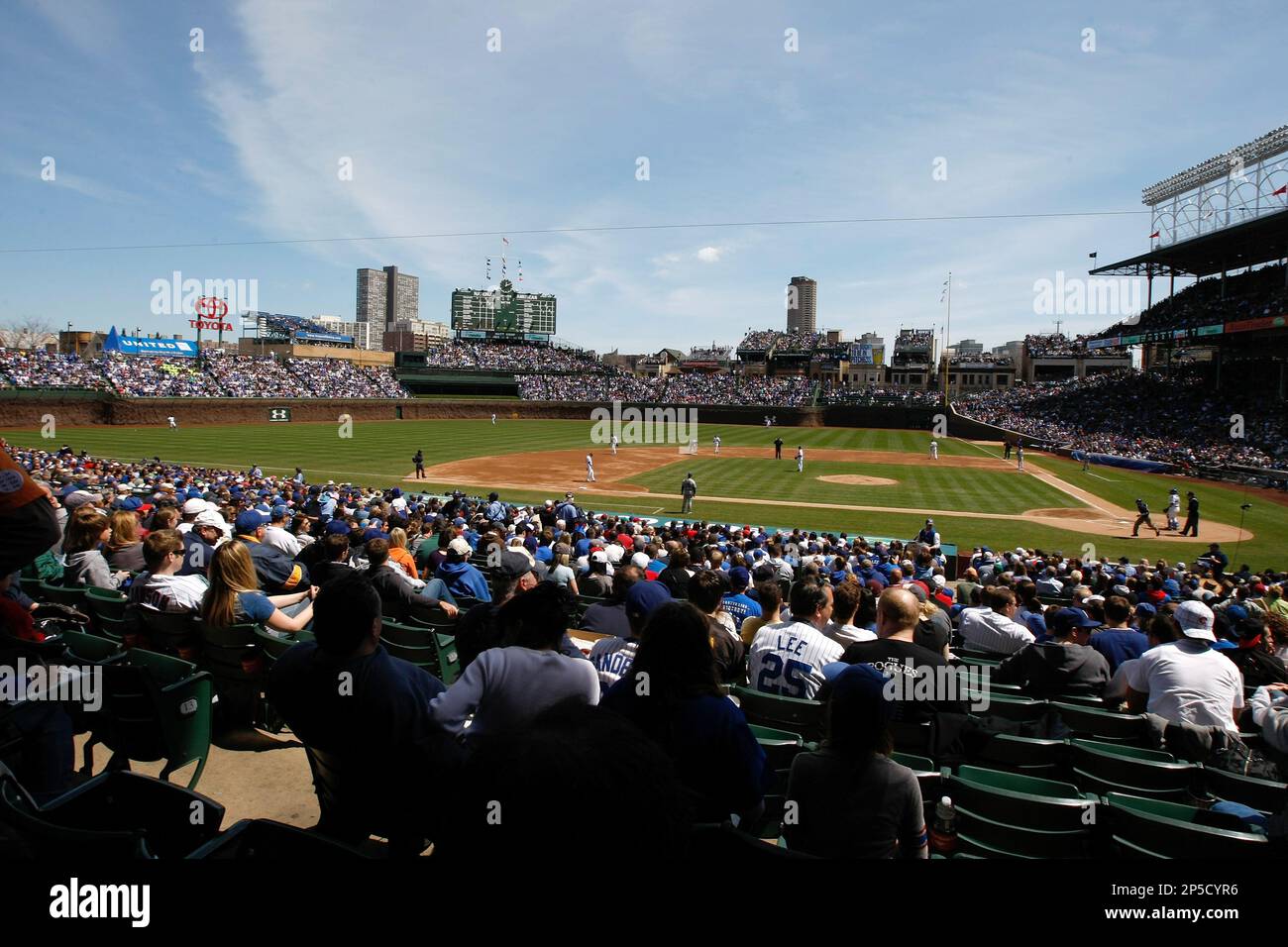 CHICAGO, IL - APRIL 23: A general view inside of Wrigley Field as seen ...