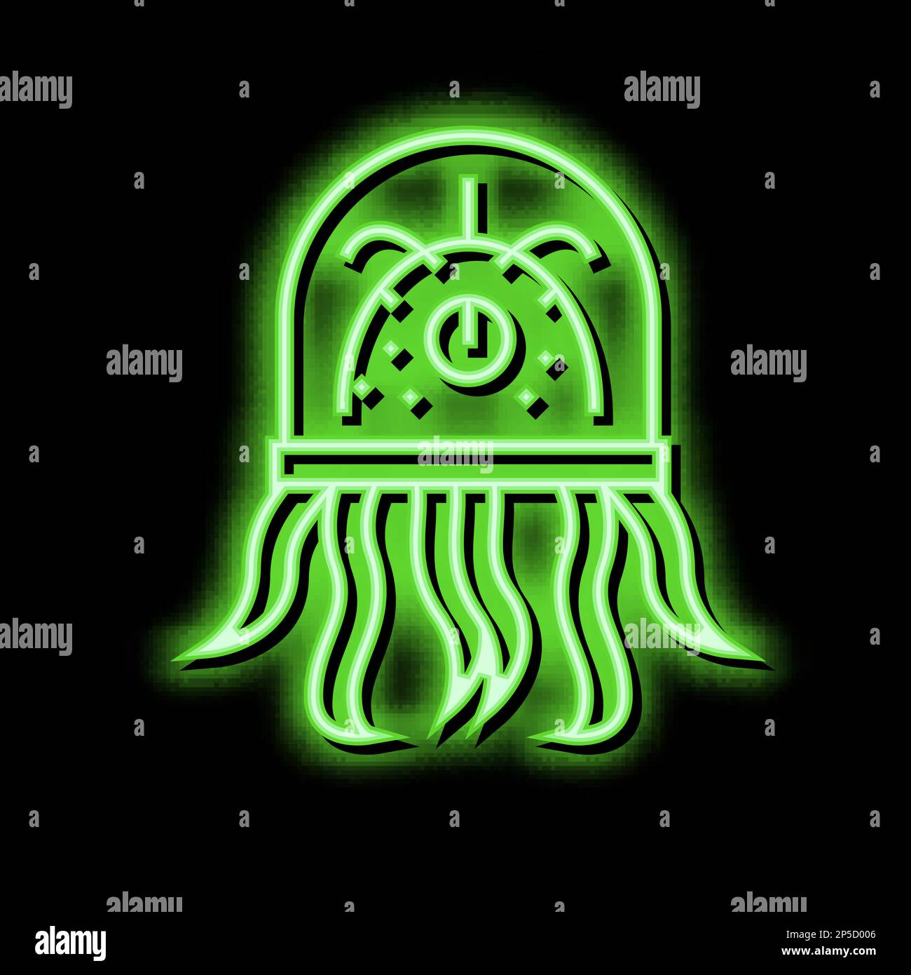 alien creature with tentacles neon glow icon illustration Stock Vector ...