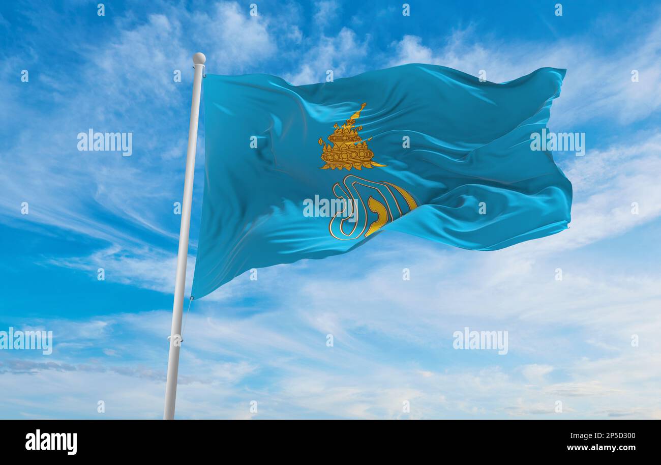 official flag of Royal Prince Dipangkorn Rasmijoti Thailand at cloudy ...