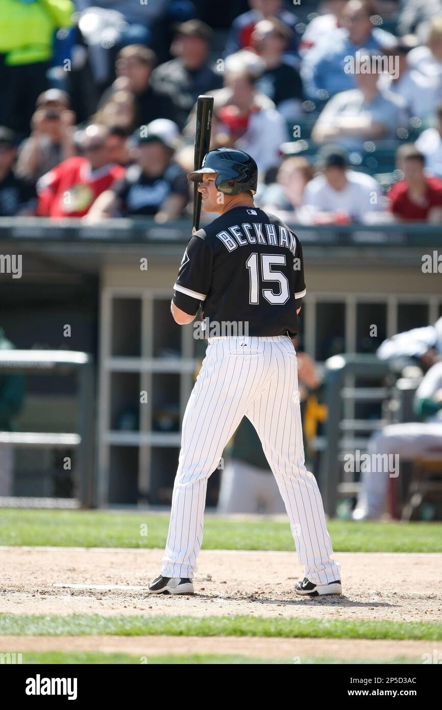 CHICAGO, IL- APRIL 13: Gordon Beckham #15 of the Chicago White Sox bats ...