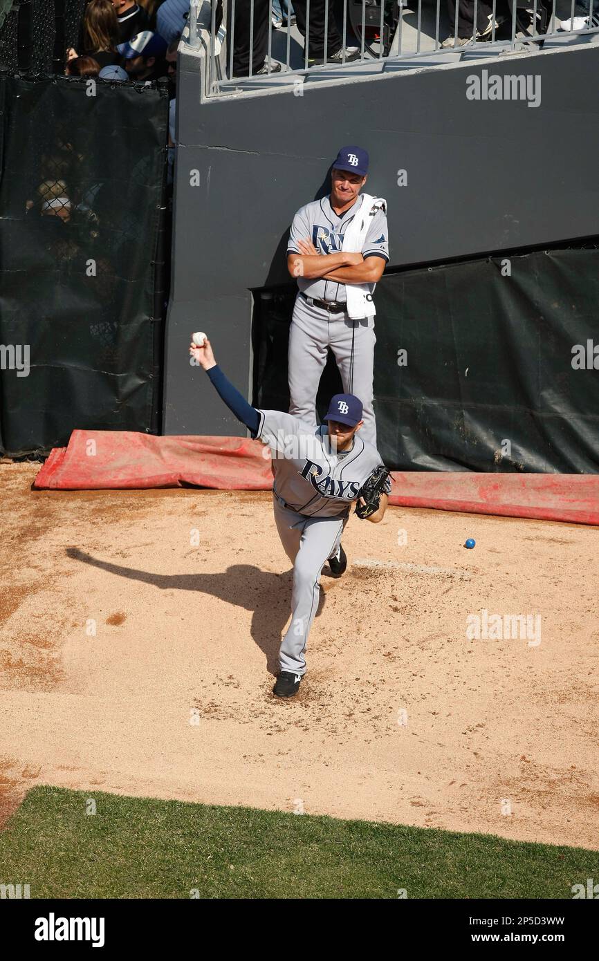 CHICAGO, IL- APRIL 9: Wade Davis #40 of the Tampa Bay Rays pitches in ...