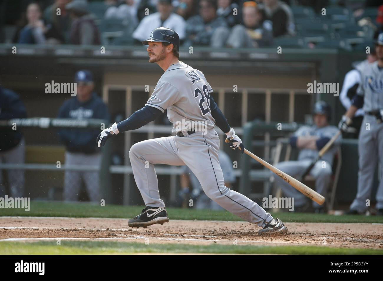 CHICAGO, IL- APRIL 9: John Jaso #28 of the Tampa Bay Rays bats against ...