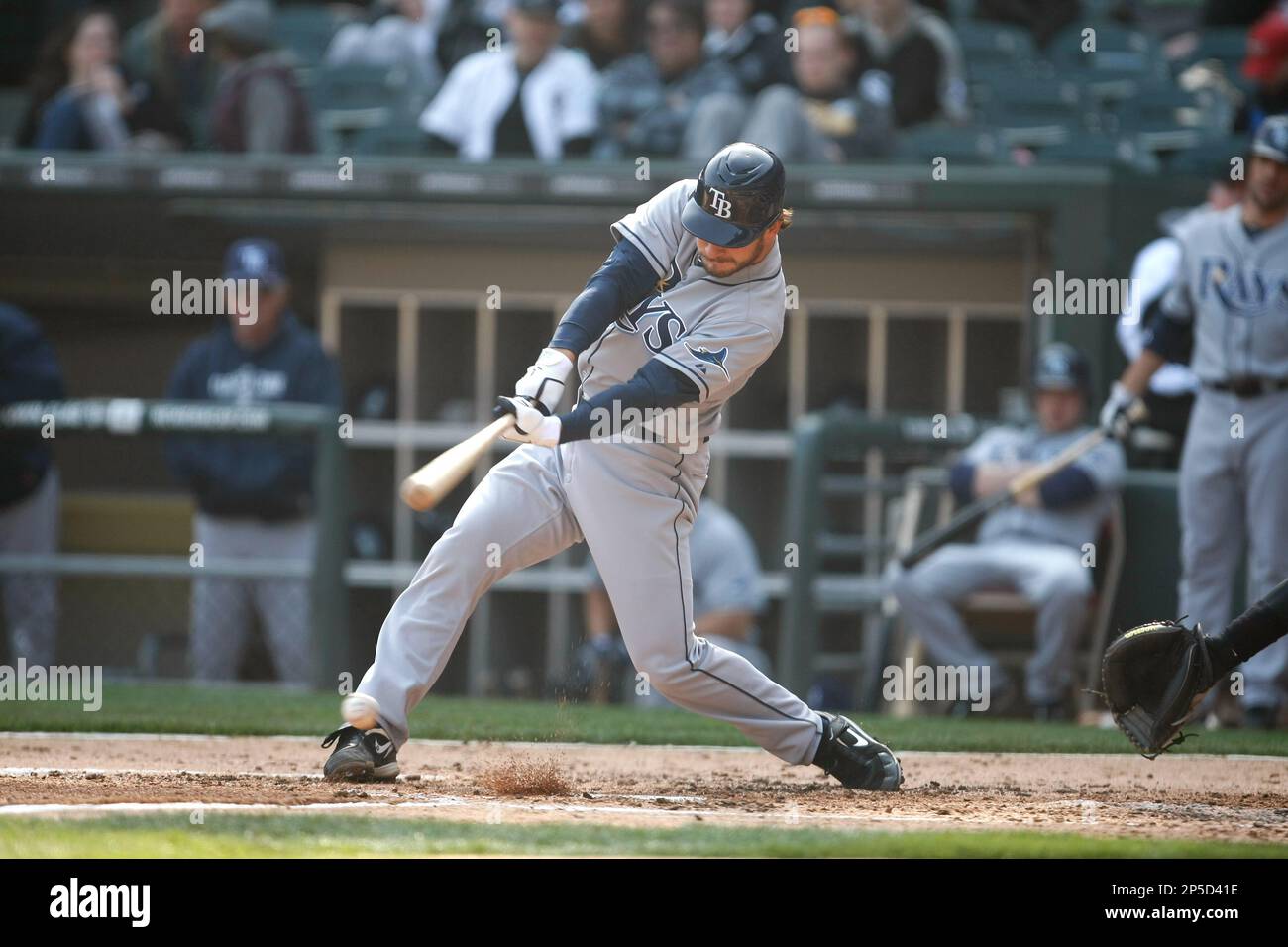 CHICAGO, IL- APRIL 9: John Jaso #28 of the Tampa Bay Rays bats against ...