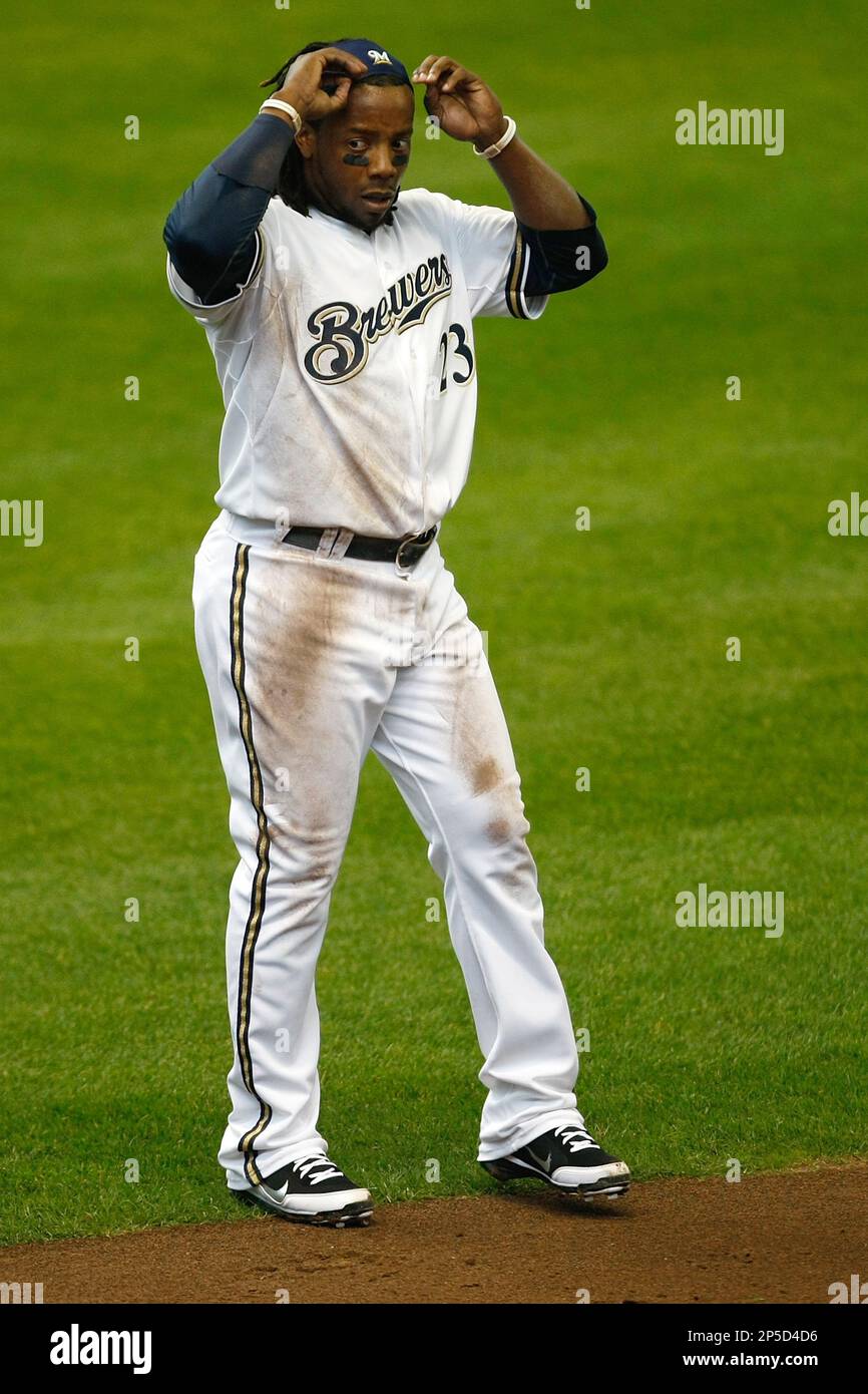 MILWAUKEE, WI - APRIL 4: Rickie Weeks #23 of the Milwaukee Brewers ...