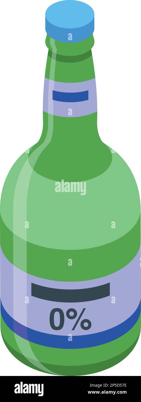 Nonalcoholic beer glass icon isometric vector. Bottle beverage. Drink ...