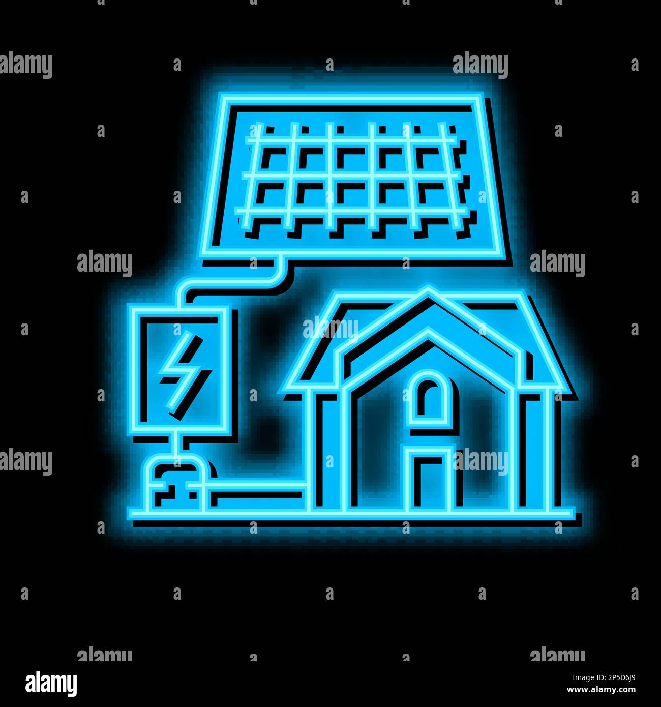 solar electricity installation neon glow icon illustration Stock Vector ...