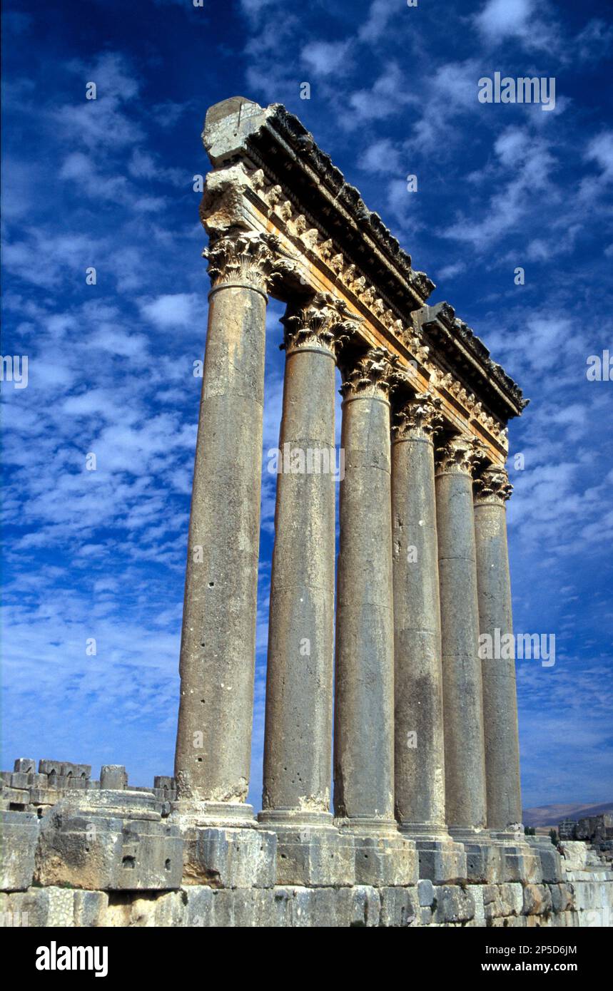 Columns of theTemple of Jupiter, a colossal Roman temple in the Baalbek ...