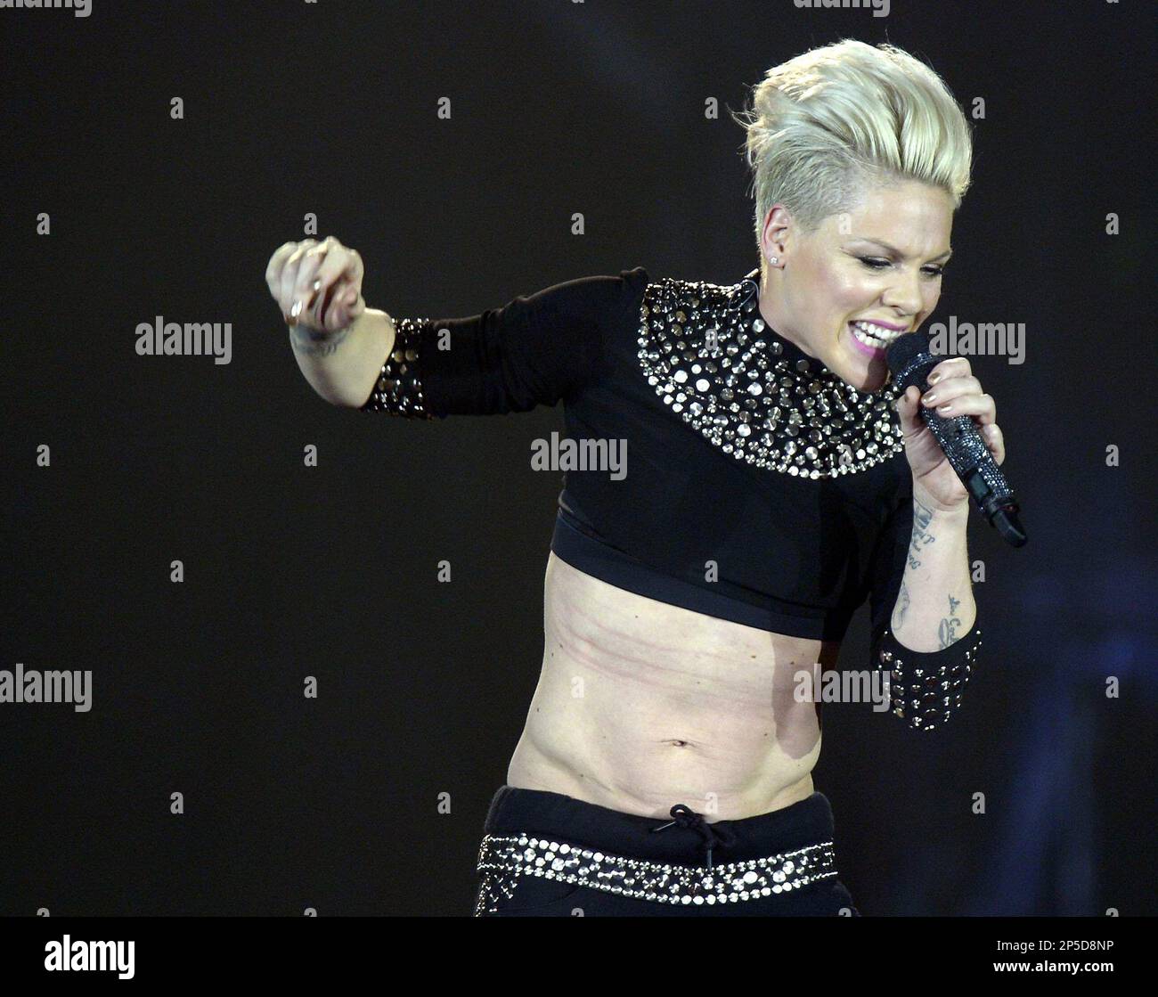 In this picture made available Wednesday, May 22, 2013, US pop singer ...