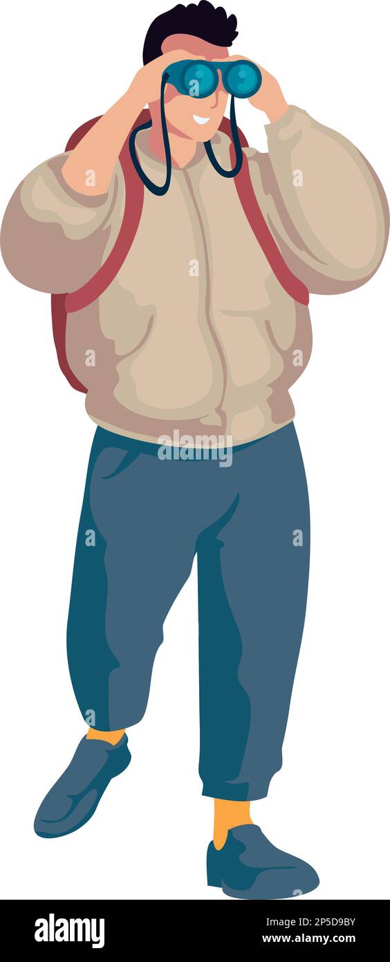 Boy using binoculars Stock Vector Images - Alamy