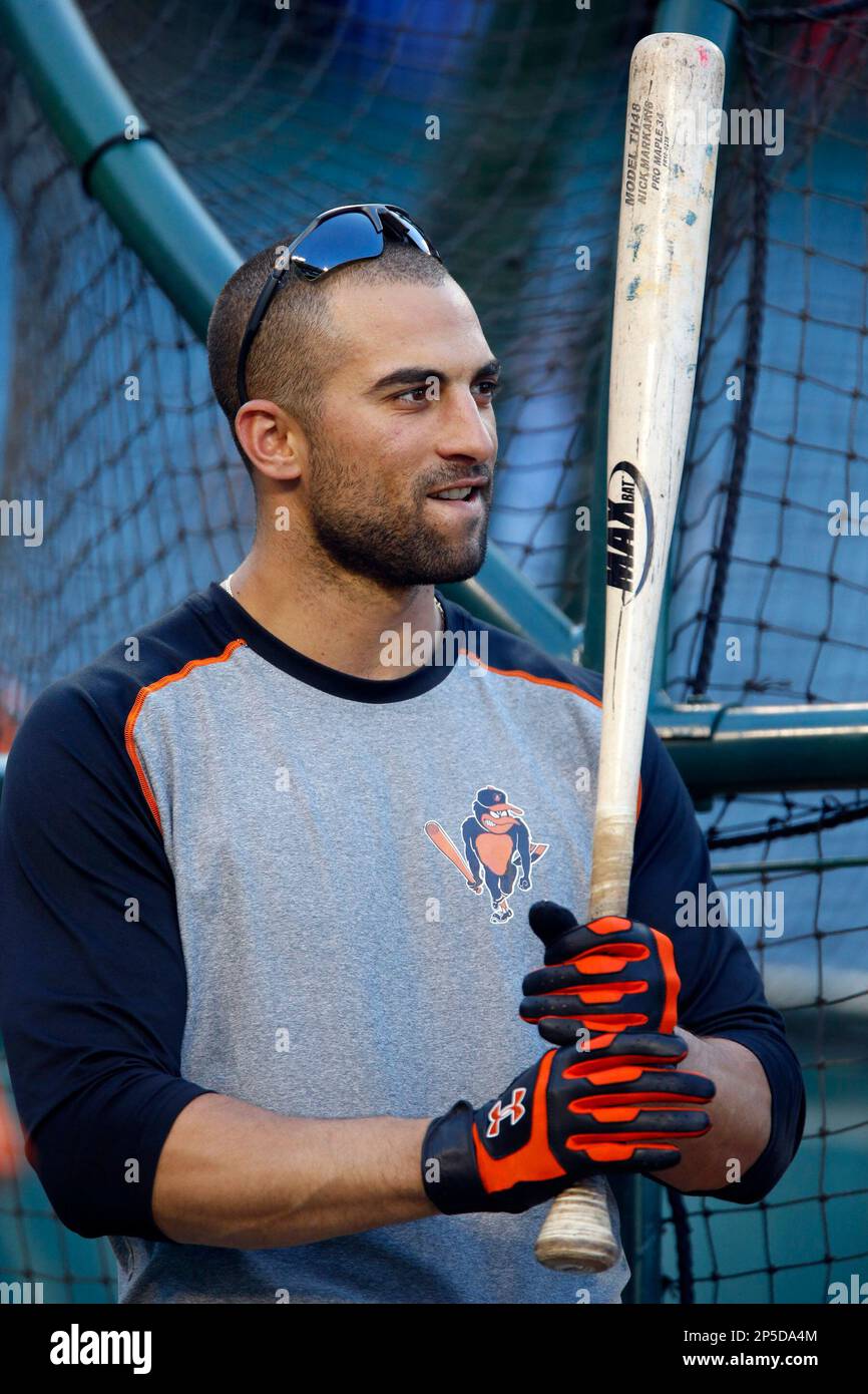 Nick Markakis #21 of the Baltimore Orioles before a game against the ...