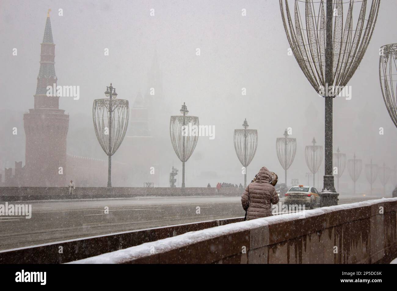 Moscow, Russia. 06th Mar, 2023. A person walks along the Bolshoi ...