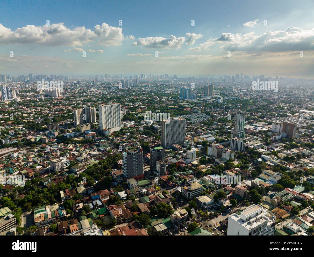 Aerial view of Manila city, the largest metropolis of Asia with ...