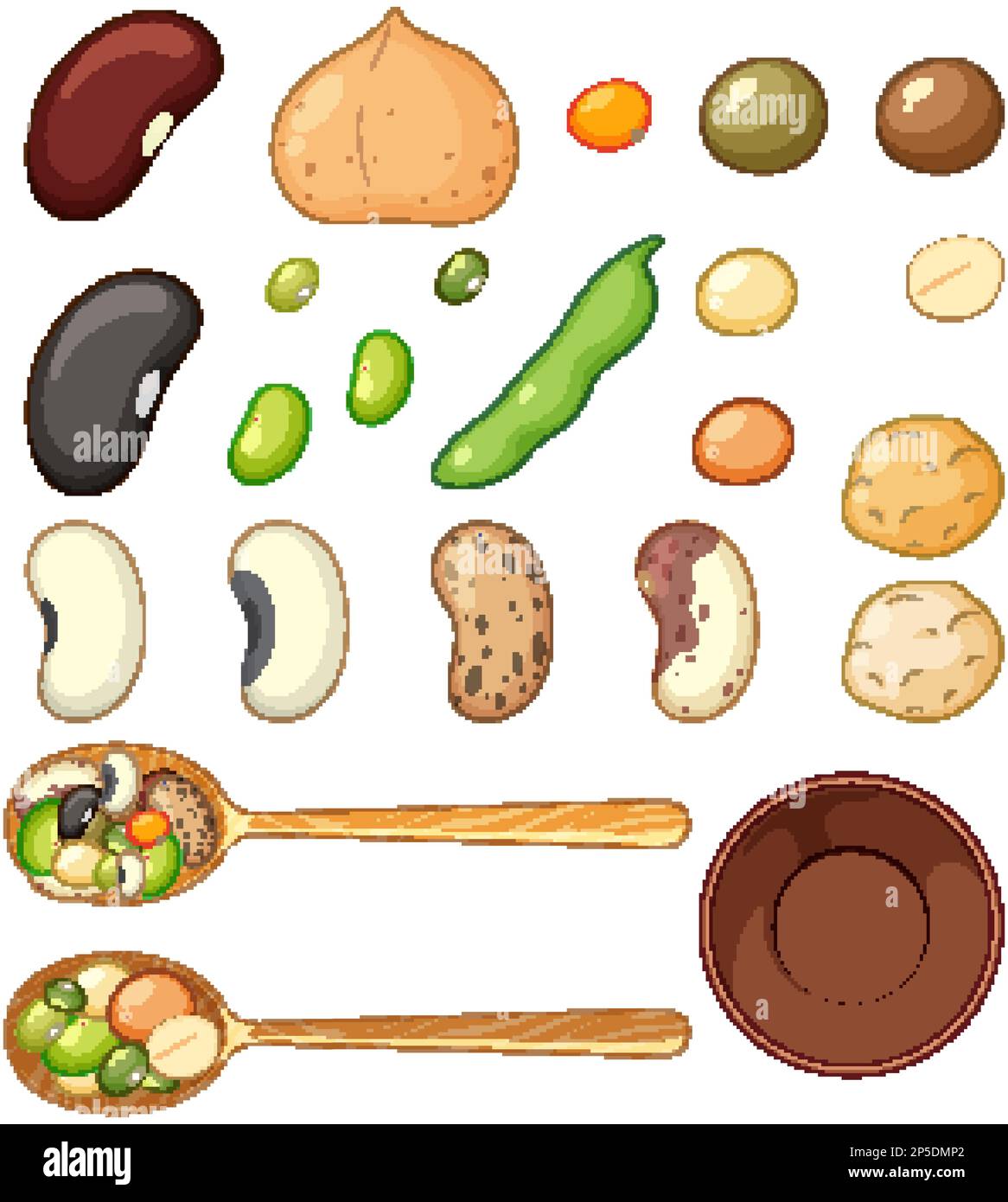 Set of healthy grain and nuts food illustration Stock Vector Image ...