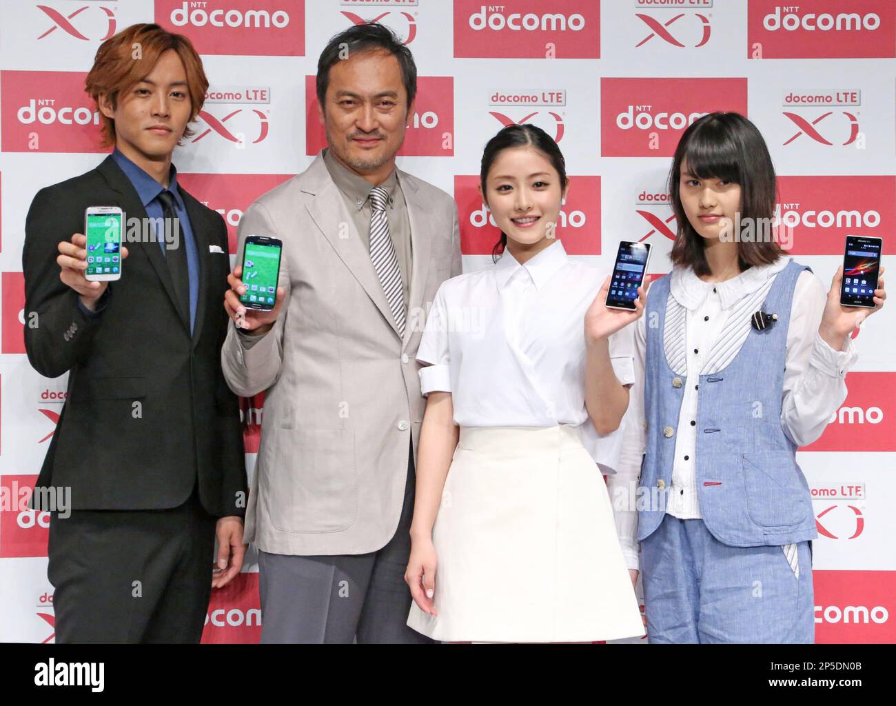 (L-R) Tori Matsuzaka, model, Ken Watanabe, actor, Satomi Ishihara ...