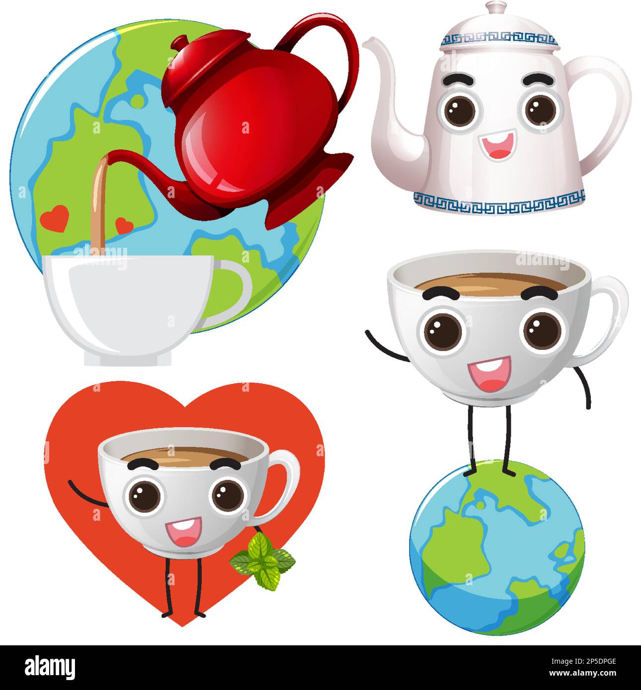 Set of mix tea cartoon illustration Stock Vector Image & Art - Alamy