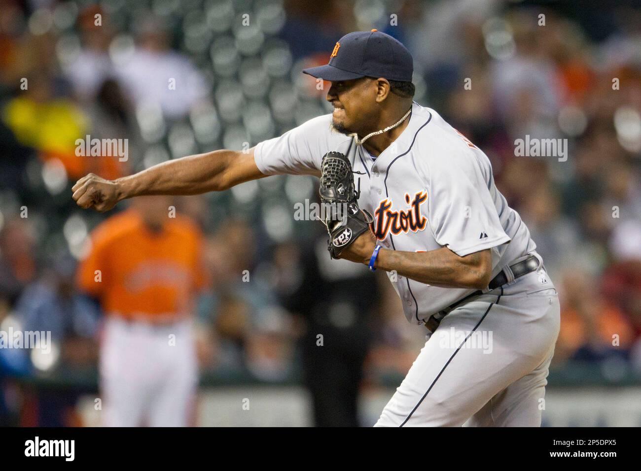 Detroit Tigers pitcher Jose Valverde (46) delivers a pitch to the plate ...