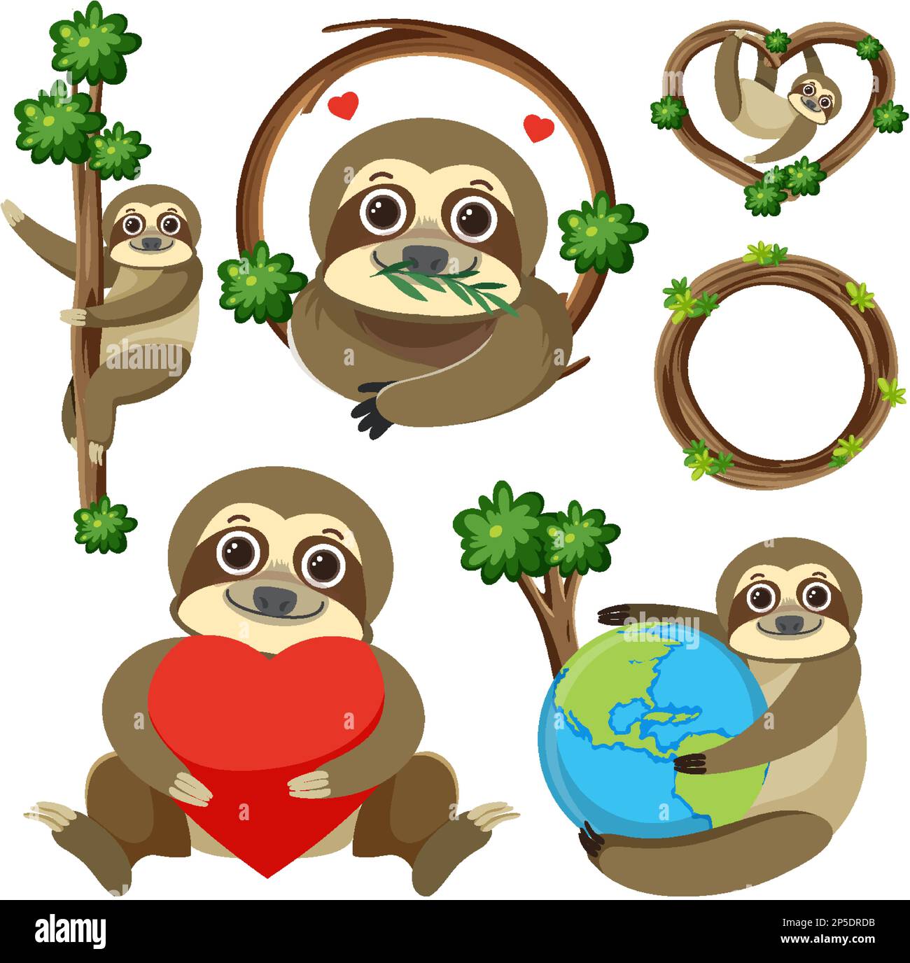 Set of sloth cartoon icon illustration Stock Vector Image & Art - Alamy
