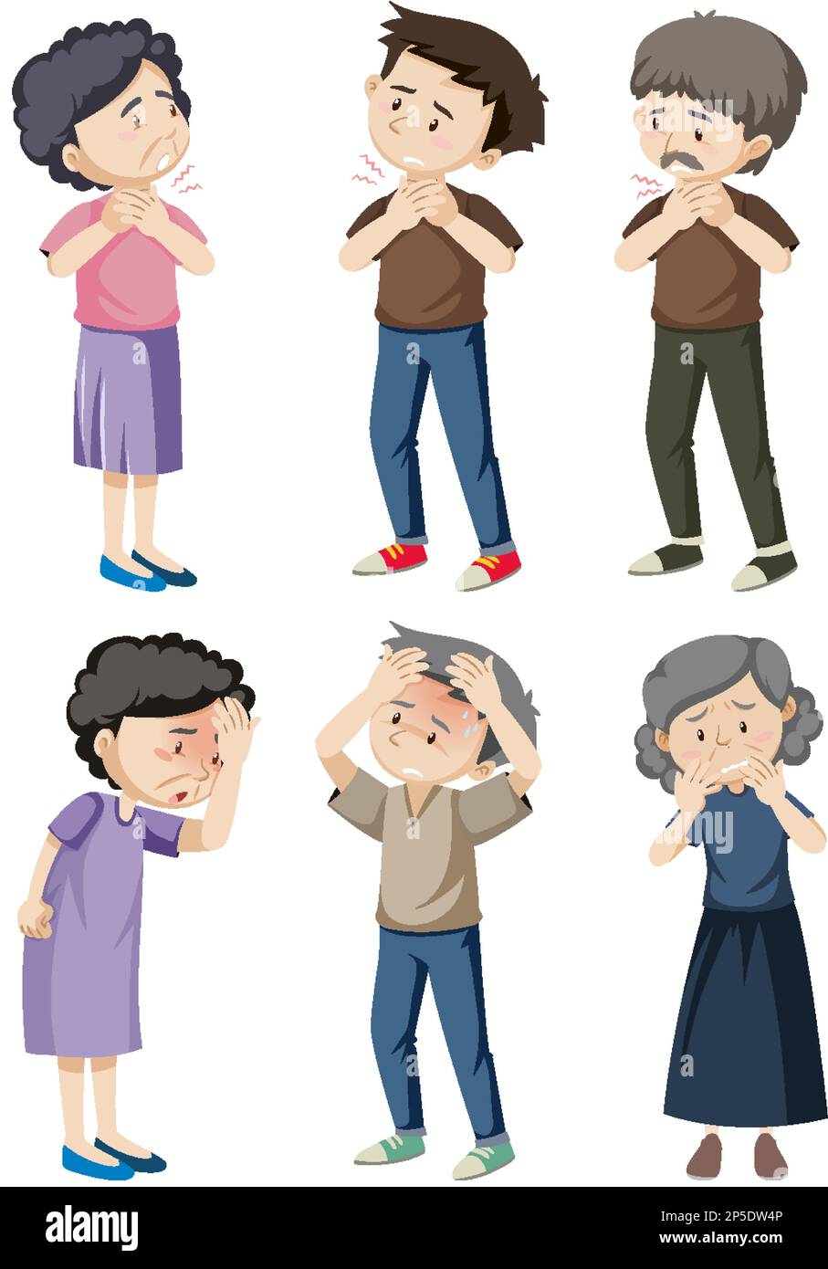 Set of elderly people sickness illustration Stock Vector Image & Art ...