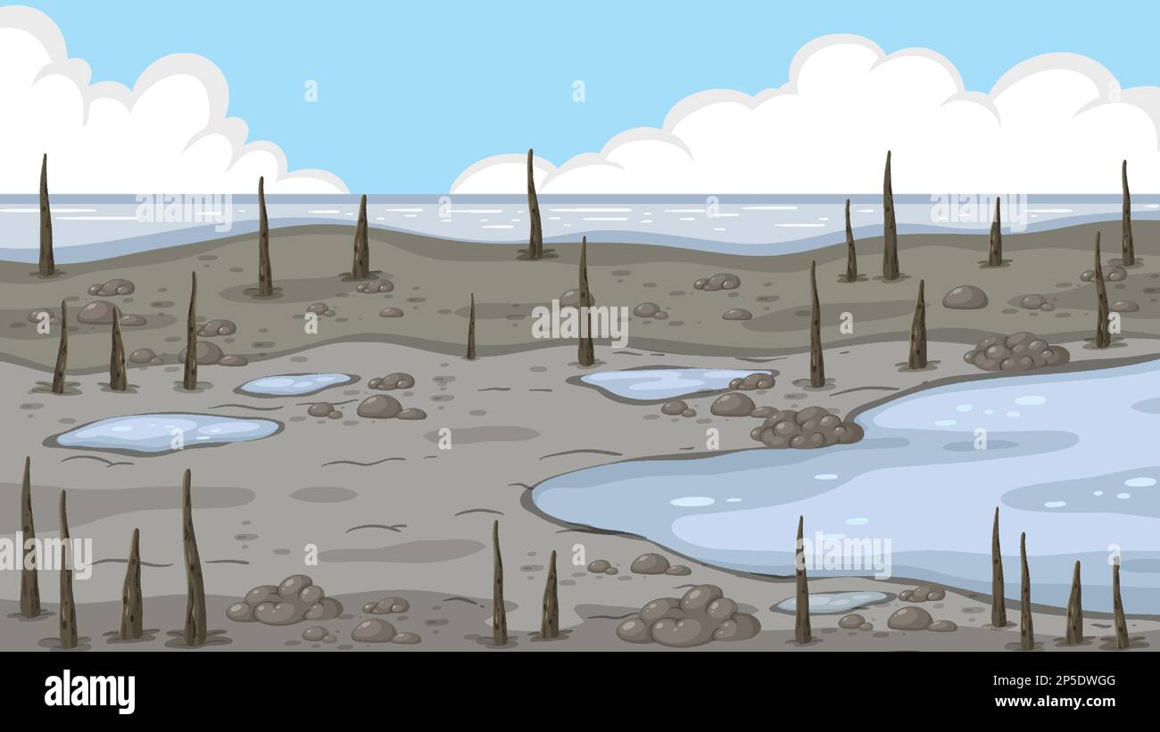 Mangrove forest landscape scene illustration Stock Vector Image & Art ...