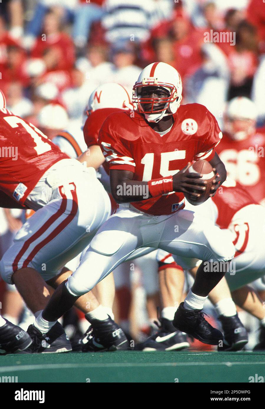 Nebraska Cornhuskers quarterback Tommy Frazier (15) in action against ...