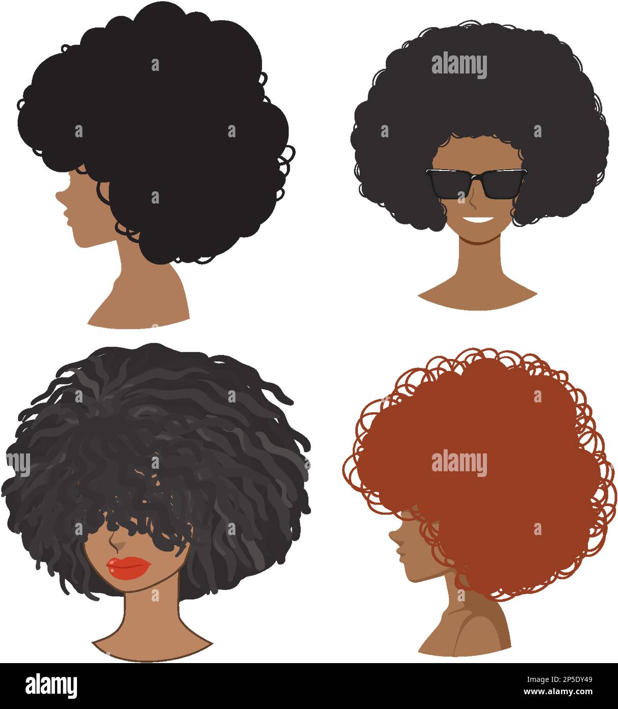 Set of mix afro hair illustration Stock Vector Image & Art - Alamy