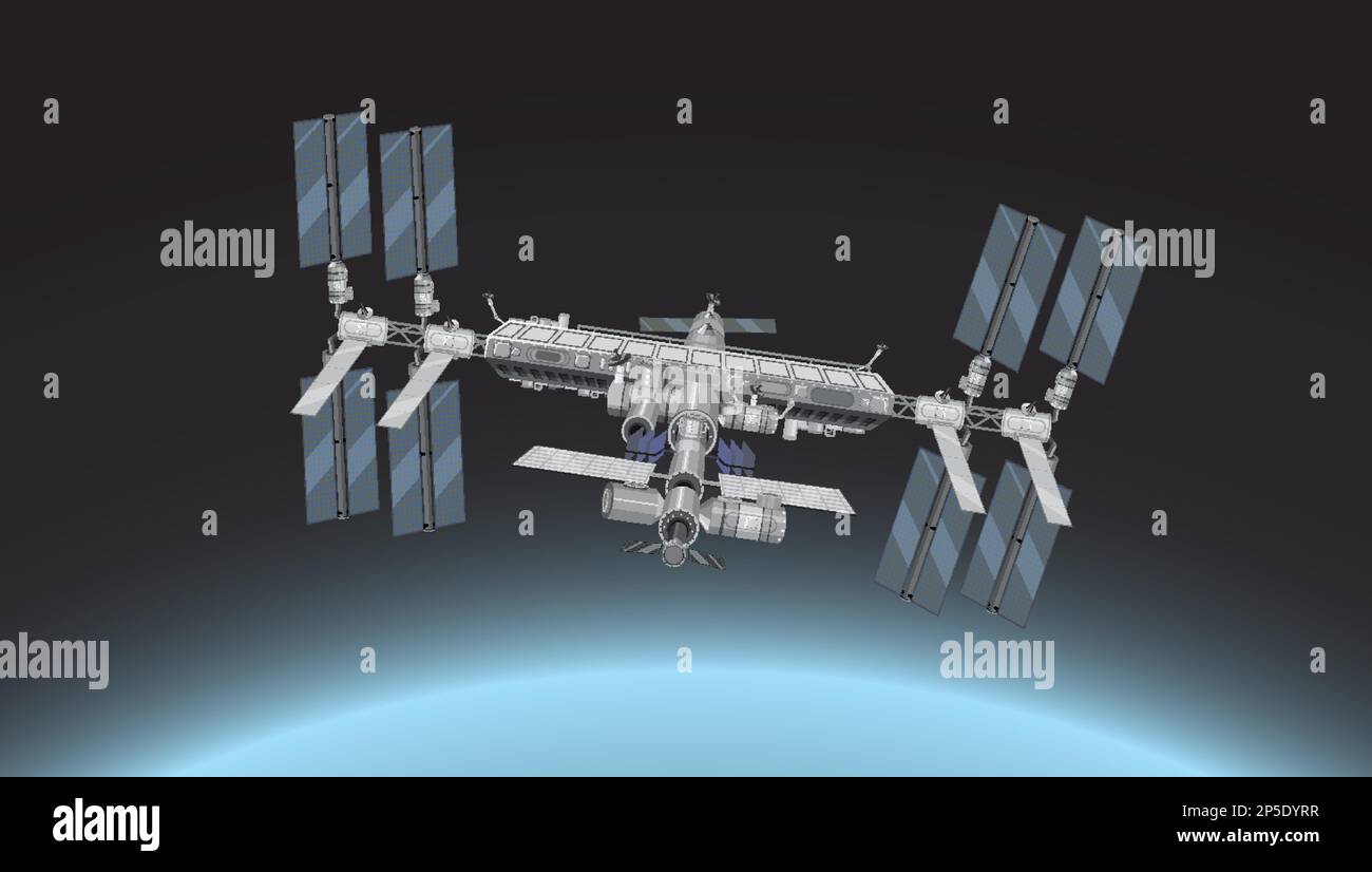 International Space Station (ISS) in Space illustration Stock Vector ...