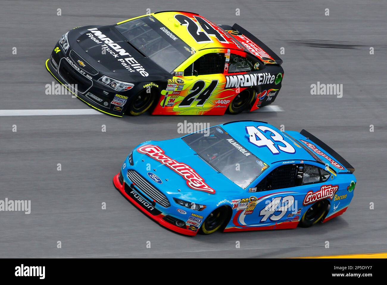 Aric Almirola (43) and Jeff Gordon (24) during for the NASCAR Sprint ...