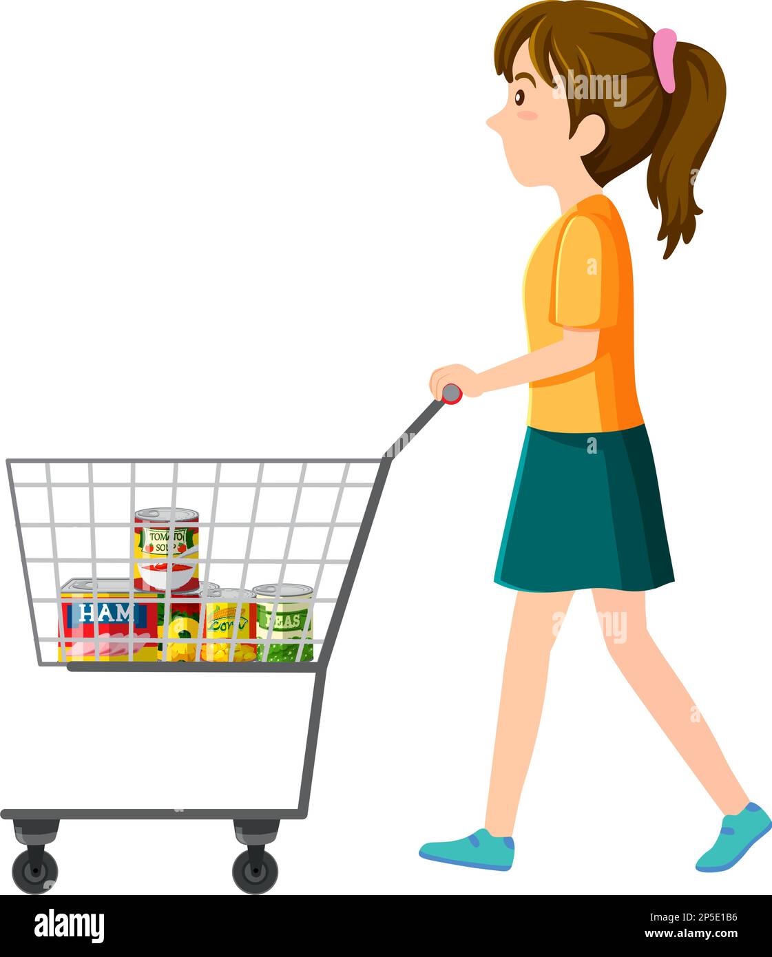 Woman with shopping cart vector illustration Stock Vector Image & Art ...