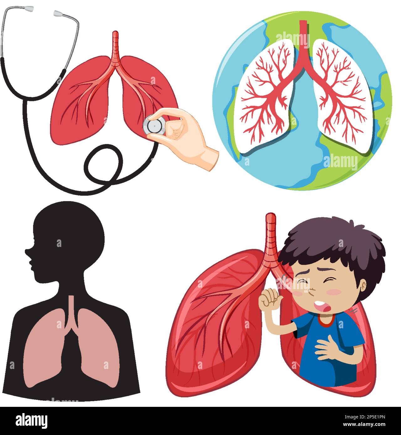 Set of Human Lung Icons for Medical and Health Designs illustration ...