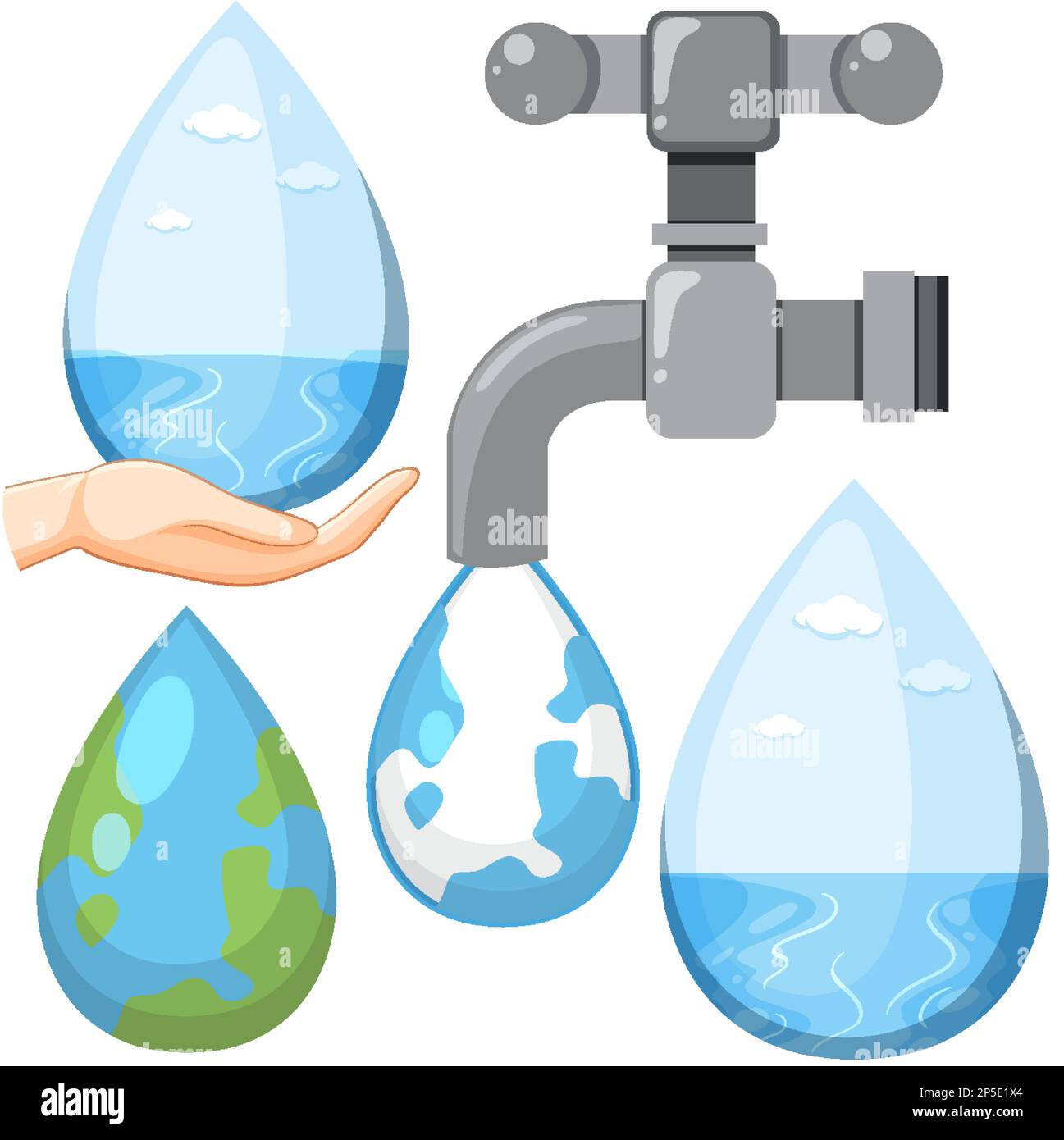 Save the planet concept with earth in water drop shape illustration ...