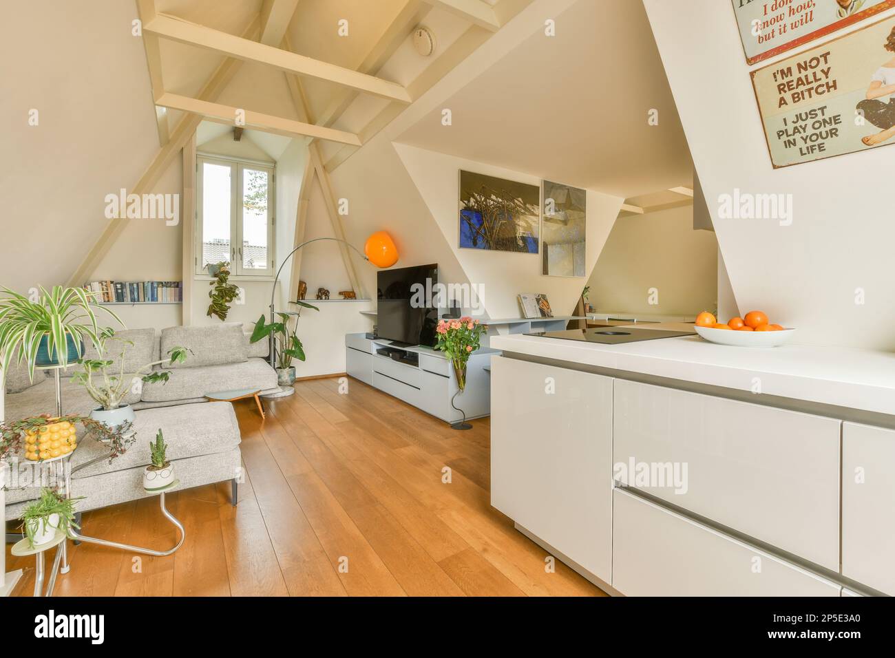 Amsterdam, Netherlands - 10 April, 2021: a kitchen and living room in ...