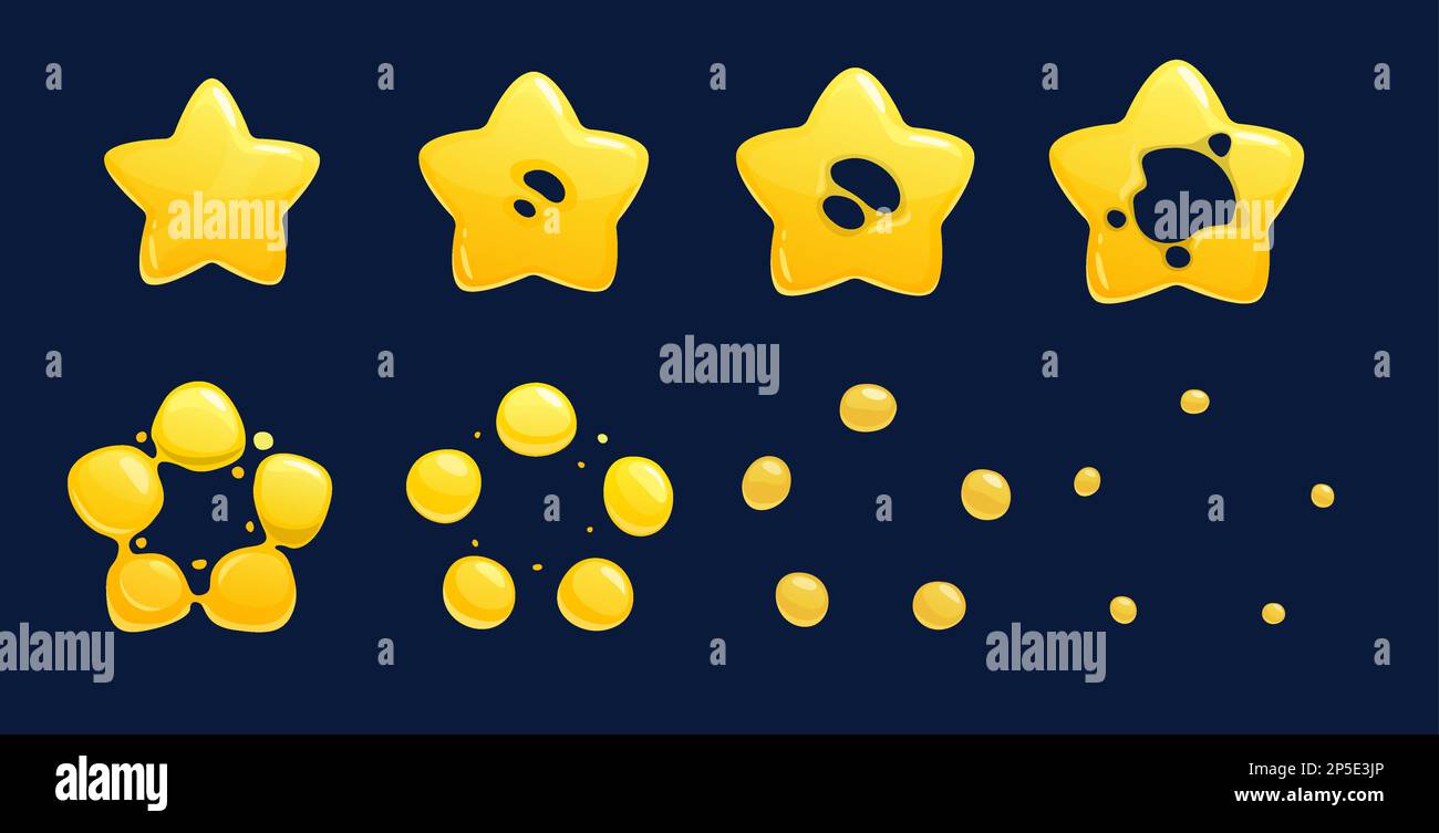 Cartoon golden star sprite animation, vector ui for video game ...