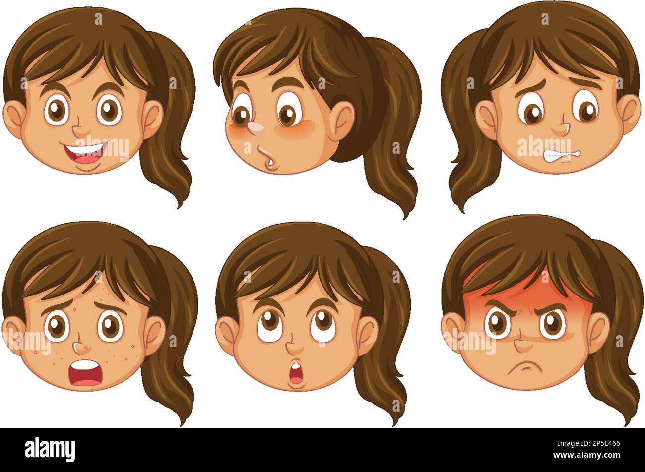 Puberty Girl Cartoon Characters Set illustration Stock Vector Image ...