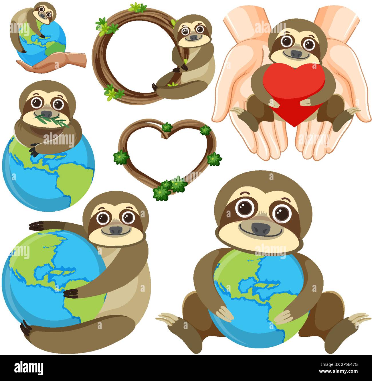 Set of sloth cartoon icon illustration Stock Vector Image & Art - Alamy