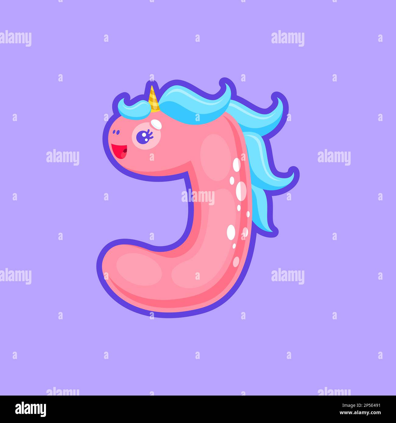 J capital uppercase letter isolated unicorn alphabet sign with magic ...