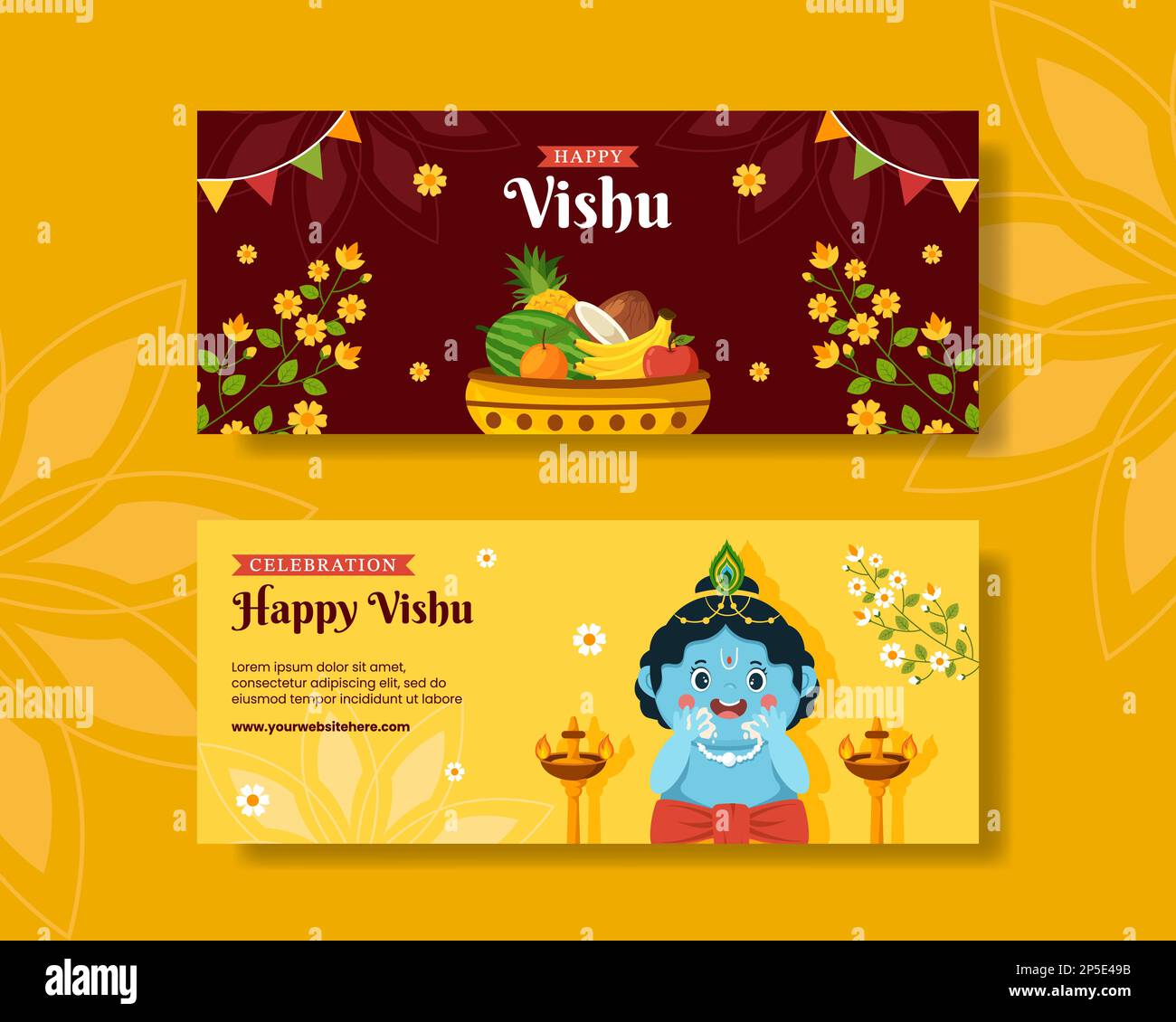 Happy Vishu Festival Horizontal Banner Flat Cartoon Hand Drawn ...